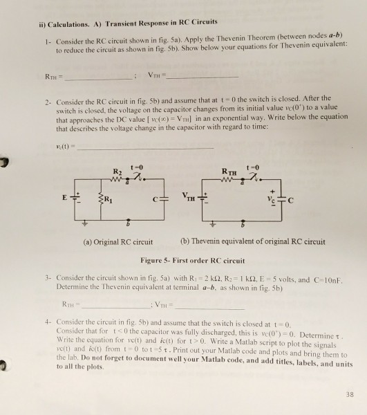 Solved ii) Caleulations. A) Transient Response in RC | Chegg.com