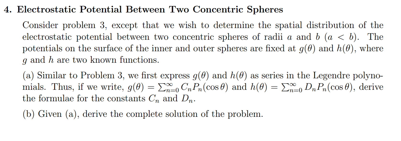 Electrostatic Potential Between Two Concentric | Chegg.com