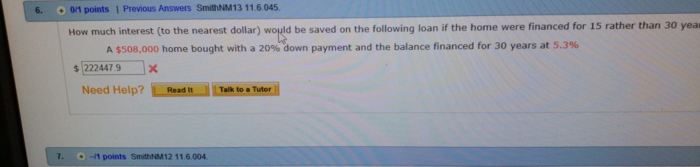 Solved 6. 0/1 points | Previous Answers SmithNM13 11.6.045. | Chegg.com Solved 6. 0/1 points | Previous Answers SmithNM13 11.6.045. | Chegg.com