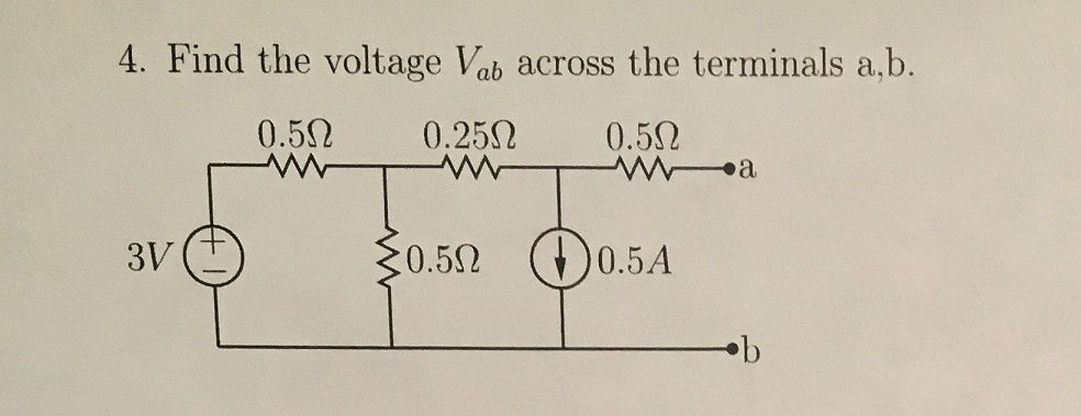 Solved 4. Find the voltage Vab across the terminals a,b 0.5Ω | Chegg.com