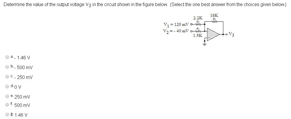 Solved Determine the value of the output voltage V3 in the | Chegg.com