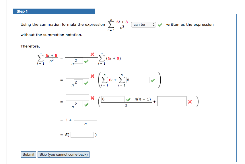Solved Using the summation formula the expression sigma^n | Chegg.com