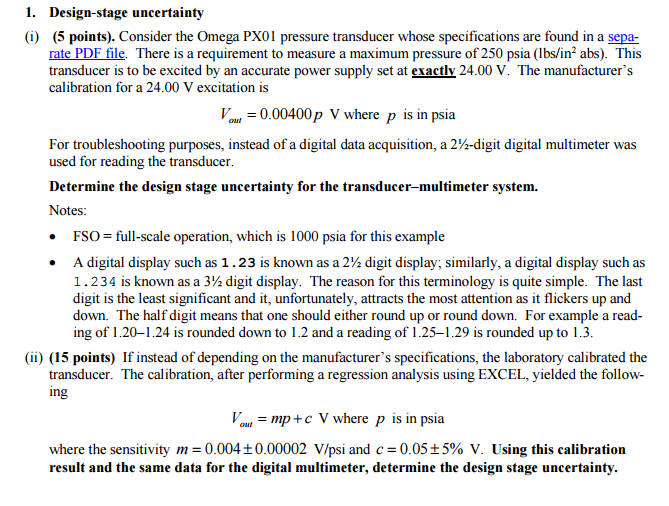Design-stage uncertainty 1. (5 points). Consider the | Chegg.com
