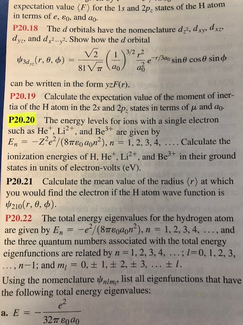 Solved Expectation Value F For The 1s And 2p States Of