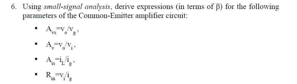 Solved 6. Using small-signal analysis, derive expressions | Chegg.com