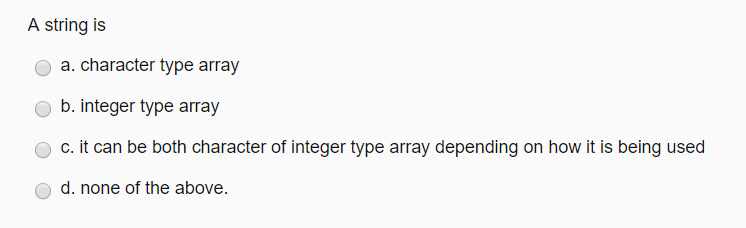 Solved A String Is O A Character Type Array B Integer Type 9366