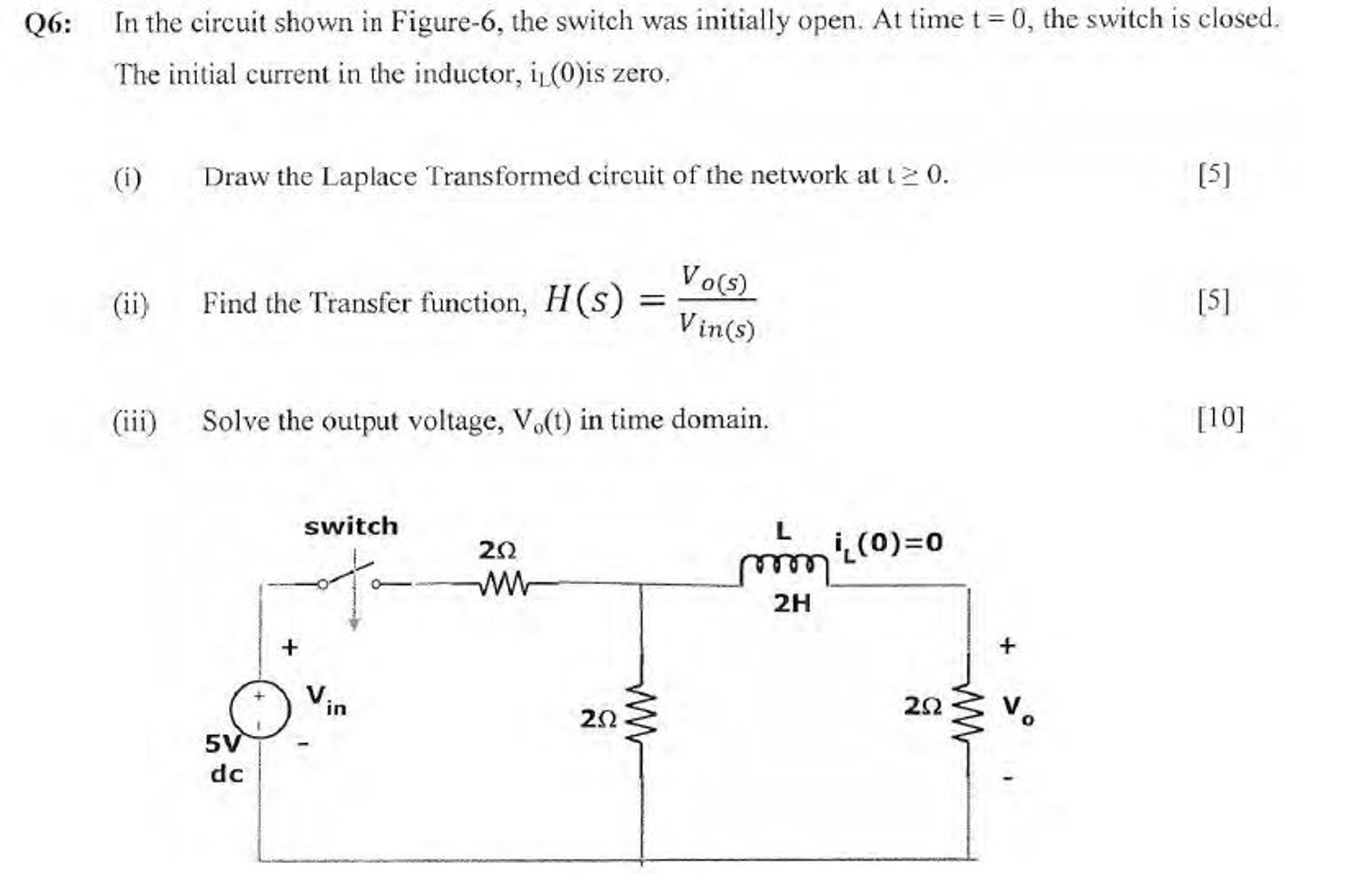 Solved In the circuit shown in Figure-6, the switch was | Chegg.com