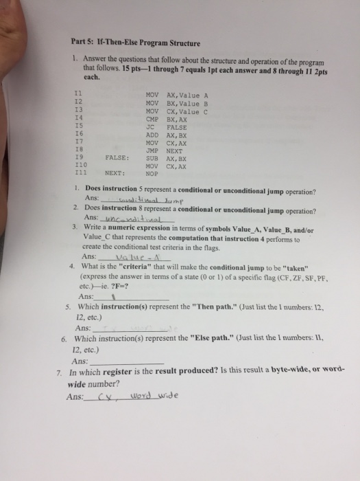 Solved Part 5: I-Then-Else Program Structure 1. Answer the | Chegg.com