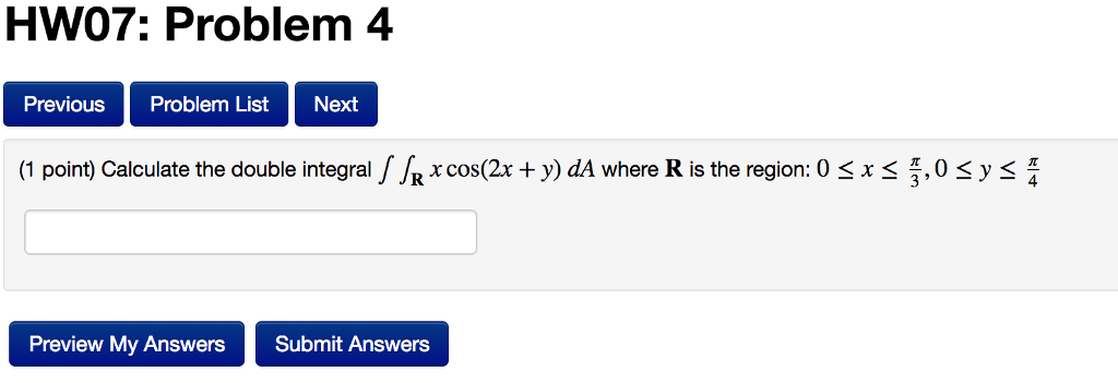 Solved HW07: Problem 4 PreviouS Problem List Next 1 point) | Chegg.com