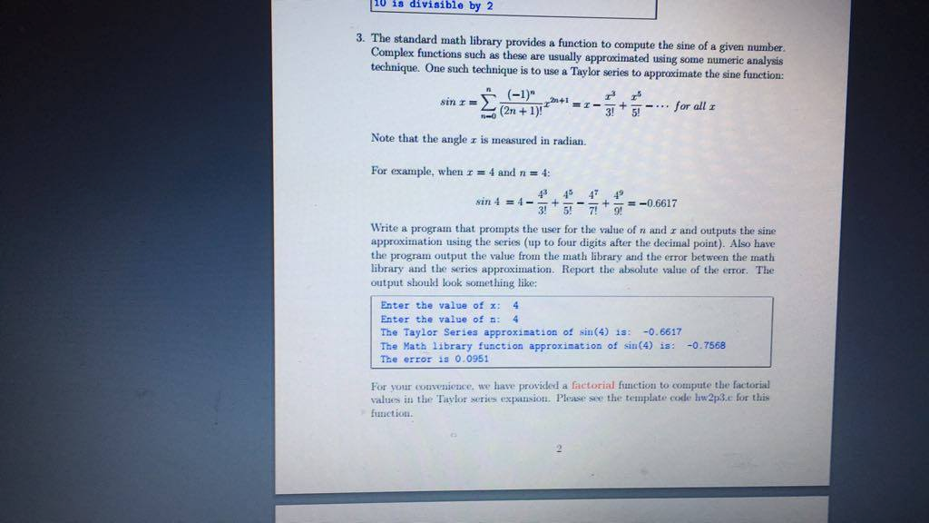The standard math library provides a function to | Chegg.com