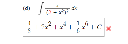 Solved For each integral, determine if substitution is | Chegg.com
