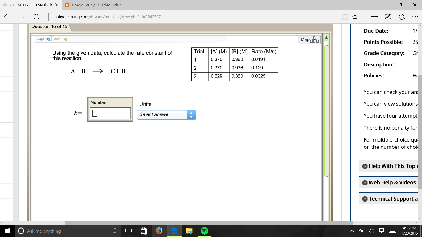 Solved Using the given data, calculate the rate constant of | Chegg.com