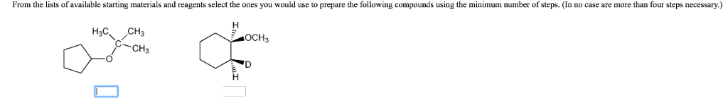 Solved From the lists of available starting materials and | Chegg.com
