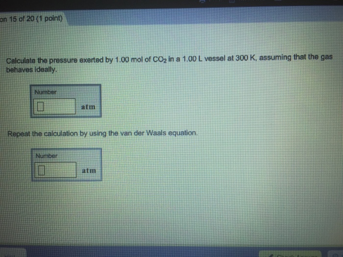 Solved Calculate the pressure exerted by 1.00 mol of CO_2 in | Chegg.com