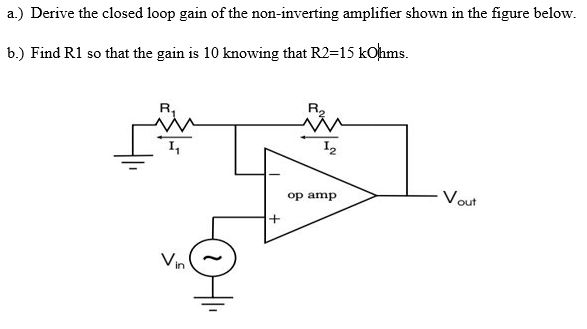 Solved a.) Derive the closed loop gain of the non-inverting | Chegg.com