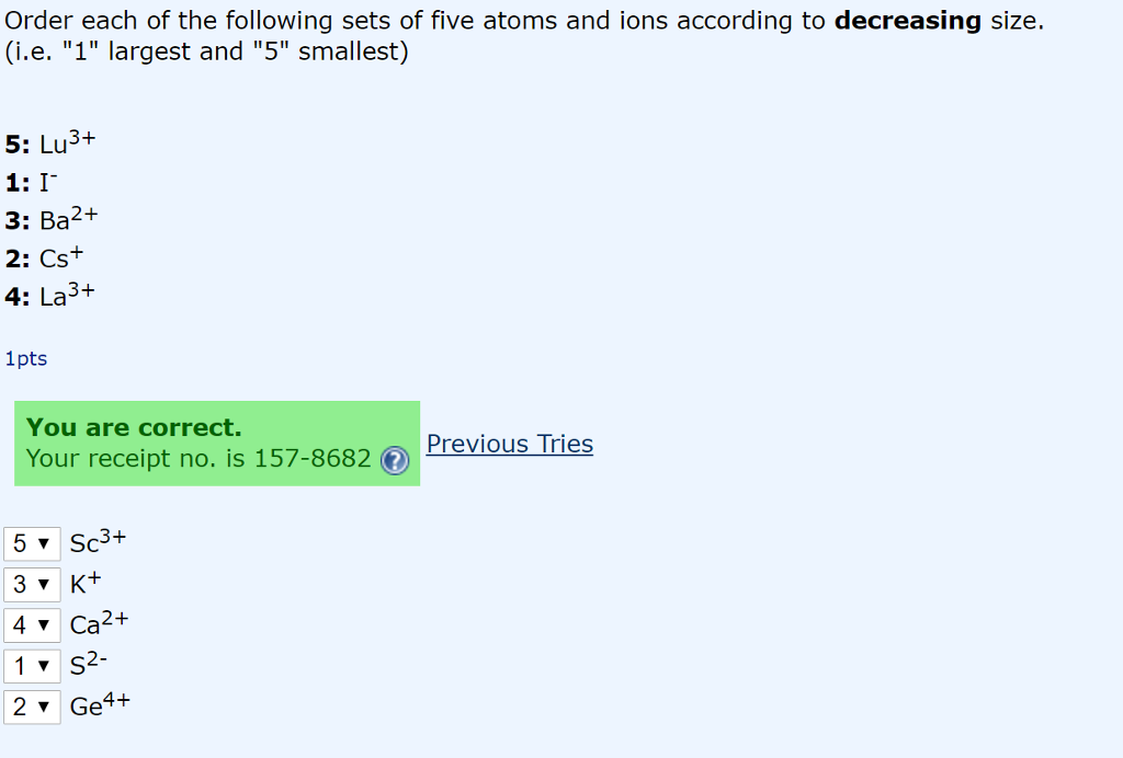 Solved Order each of the following sets of five atoms and | Chegg.com