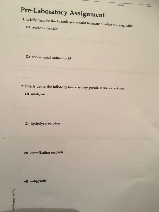 Solved Section Dute Pre-Laboratory Assignment 1. Briefly | Chegg.com