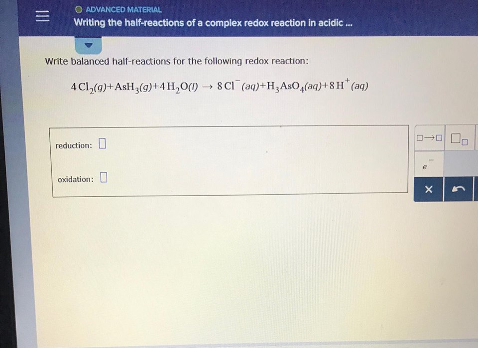 Solved ADVANCED MATERIAL ー Writing the half-reactions of a | Chegg.com