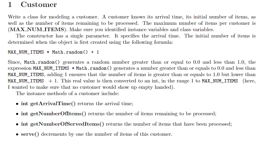 Solved Write A Class For Modeling A Customer A Customer Chegg