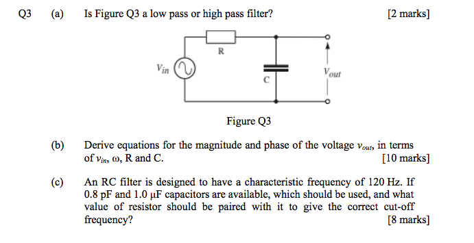 Solved Is Figure Q3 a low pass or high pass filter? Derive | Chegg.com