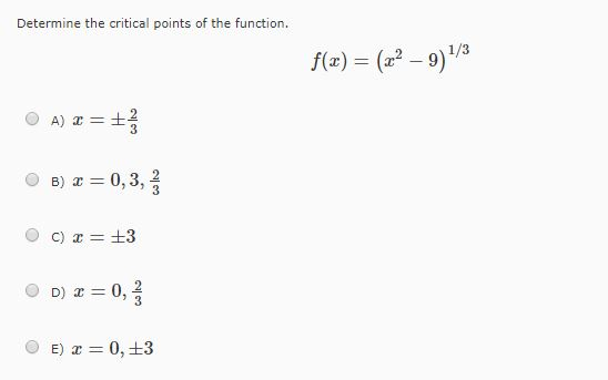 Solved Determine the critical points of the function. | Chegg.com