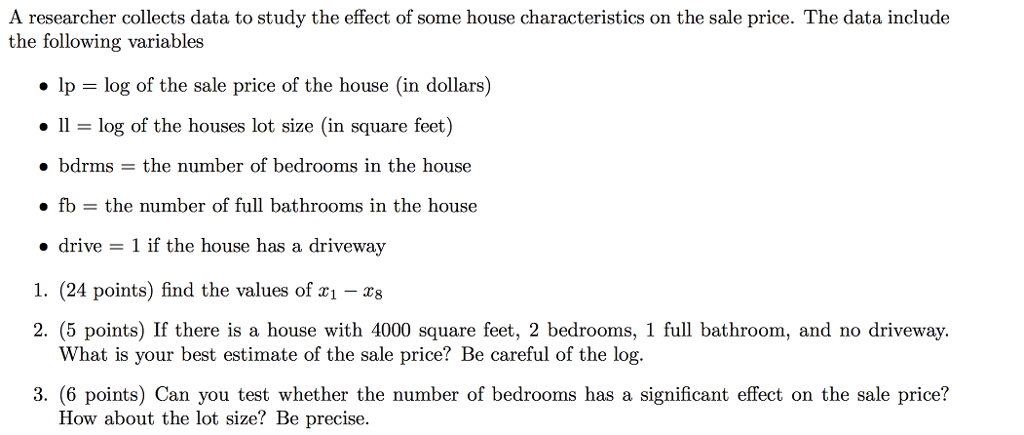 Solved A researcher collects data to study the effect of | Chegg.com