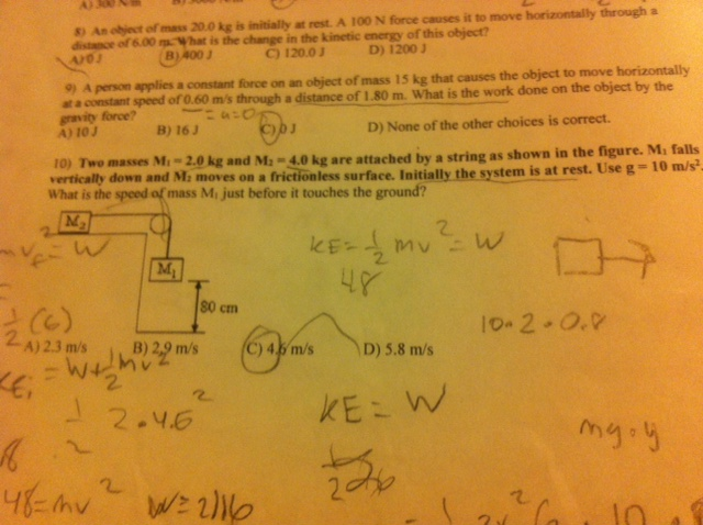 Solved two masses m1=2kg and m2=4kg are attached by a string | Chegg.com