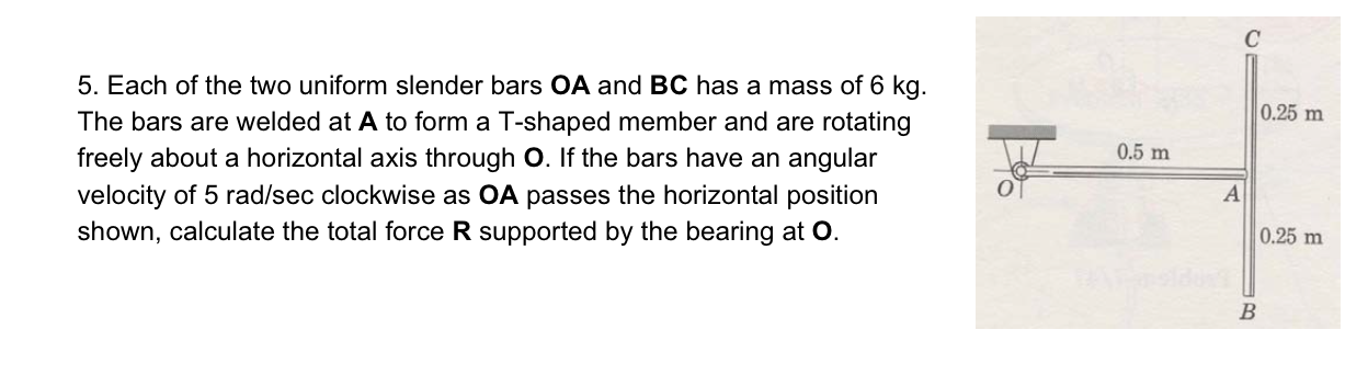 Solved 5. Each of the two uniform slender bars OA and BC | Chegg.com