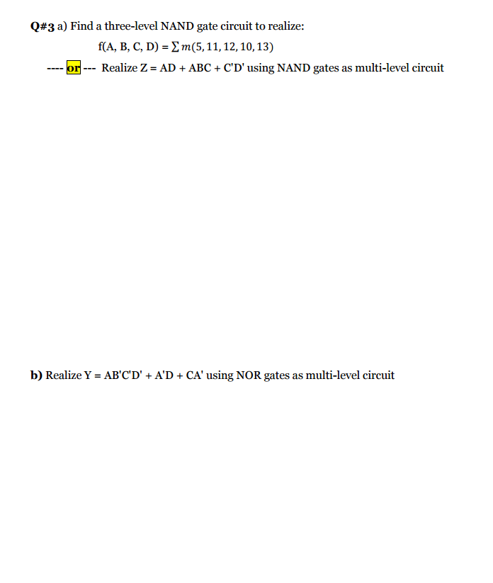 Solved Find a three-level NAND gate circuit to realize: f(A, | Chegg.com