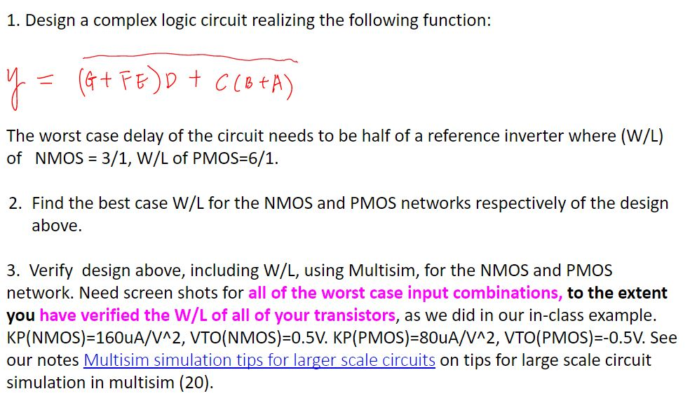 1. Design a complex logic circuit realizing the | Chegg.com