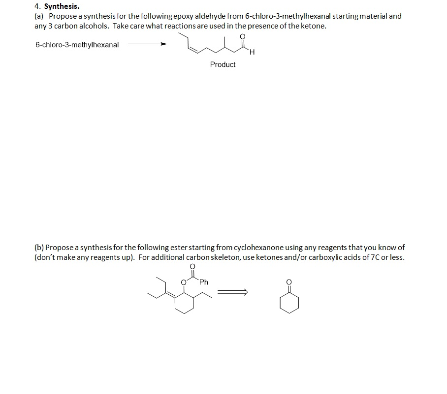 Solved Propose a synthesis for the following epoxy aldehyde | Chegg.com