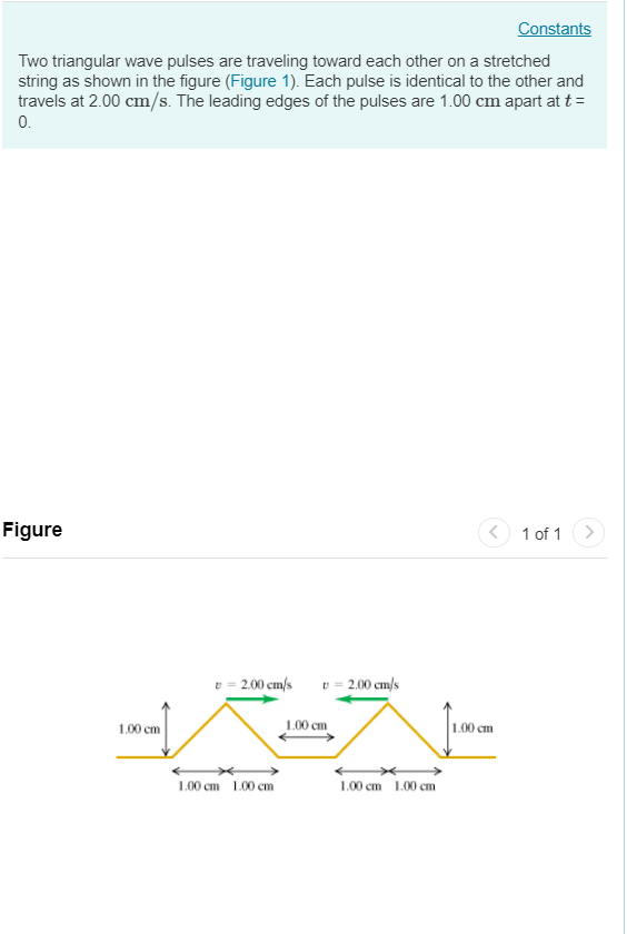 Solved Constants Two triangular wave pulses are traveling | Chegg.com