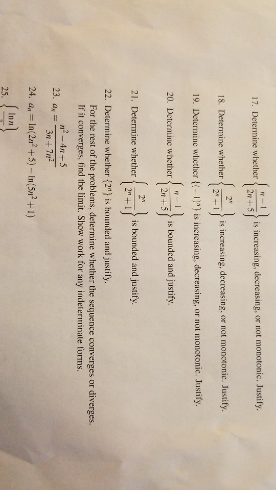 Solved 2 5 Is Increasing Decreasing Or Not Monotonic
