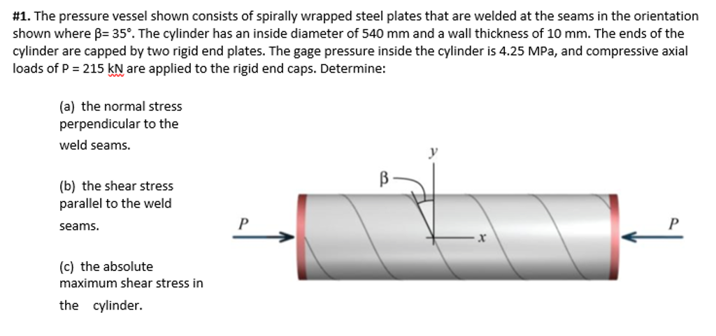 Solved The pressure vessel shown consists of spirally | Chegg.com