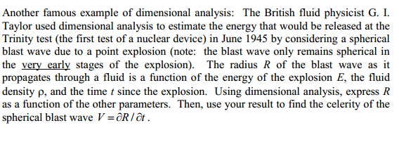 Solved Another famous example of dimensional analysis: The | Chegg.com