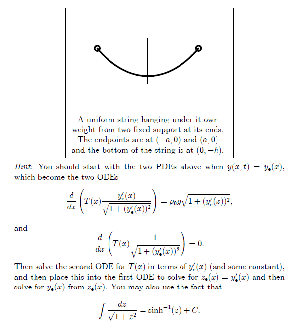 Solved Problem #1 (40 points) -The True Hanging String Shape | Chegg.com