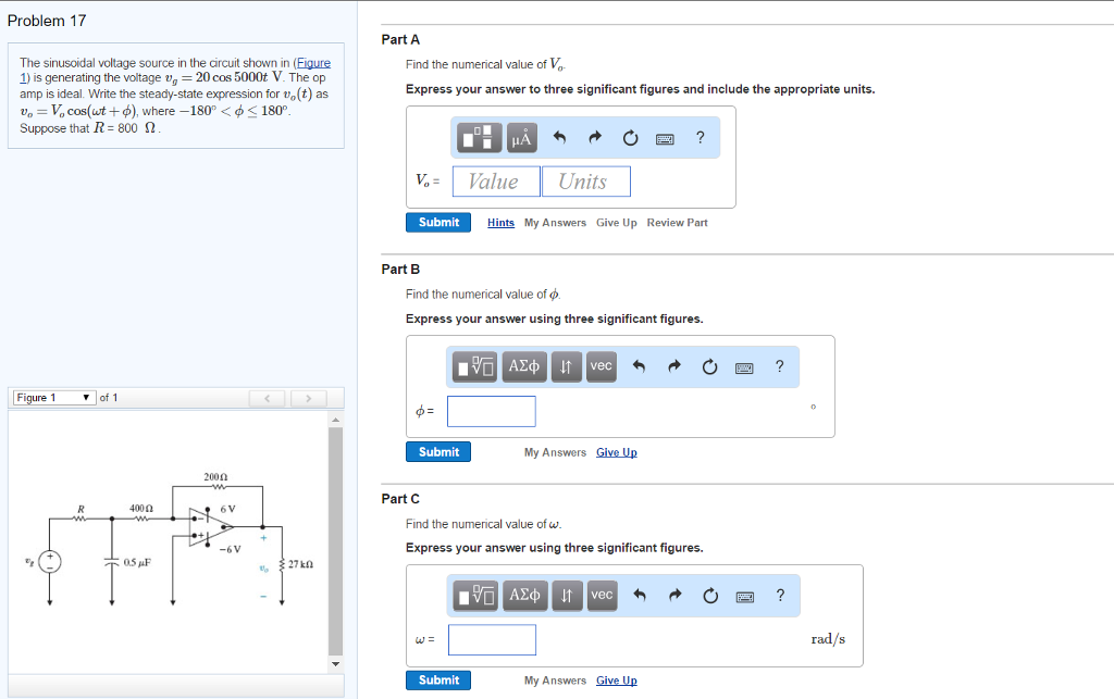 Solved The sinusoidal voltage source in the circuit shown in | Chegg.com