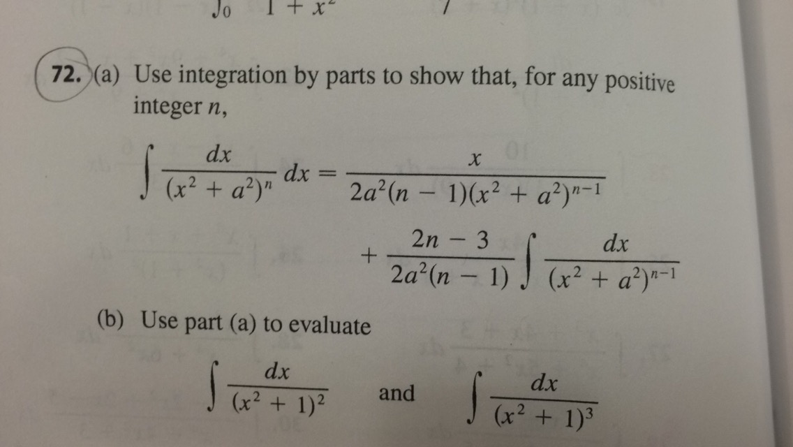 Solved 72. (a) Use integration by parts to show that, for | Chegg.com