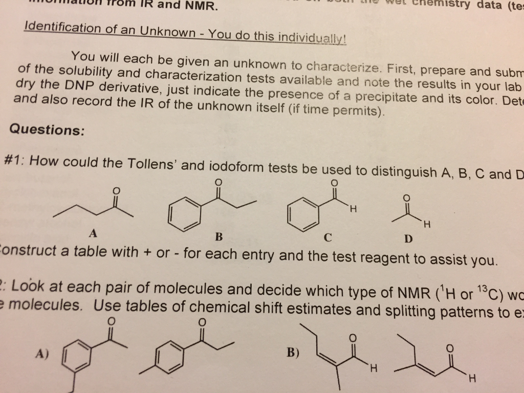 Solved You will each be given an unknown to characterize. | Chegg.com