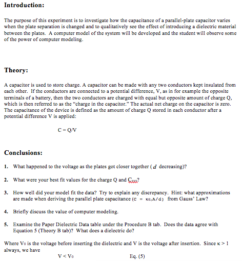 Solved Introduction: The purpose of this experiment is to | Chegg.com