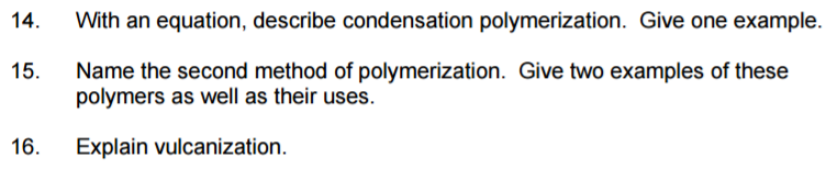 Solved With an equation, describe condensation | Chegg.com