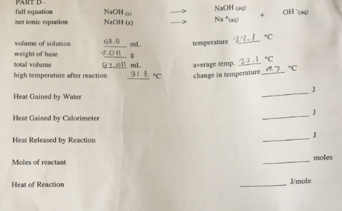 Solved Full equation NaOH_(s) rightarrow NaOH_(aq) net | Chegg.com