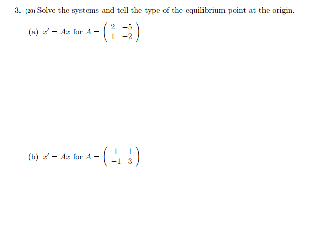 Solved (20) Solve the systems and tell the type of the | Chegg.com