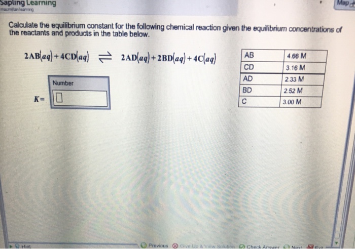 Solved Calculate the equilibrium constant for the following | Chegg.com Solved Calculate the equilibrium constant for the following | Chegg.com