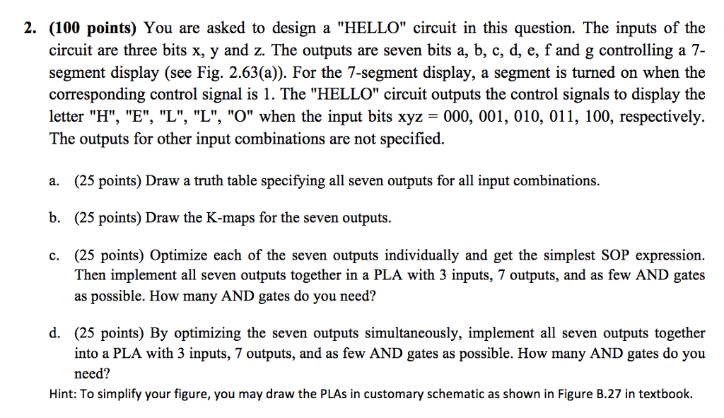 Solved 2. (100 points) You are asked to design a "HELLO" | Chegg.com