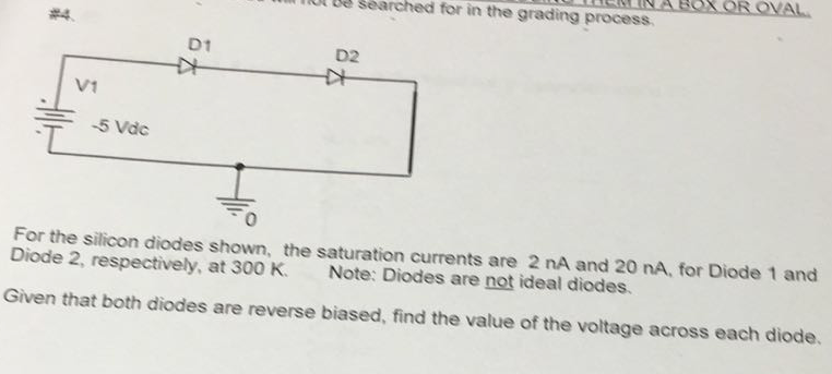 Solved For the silicon diodes shown, the saturation | Chegg.com