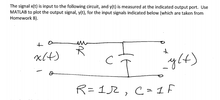 Solved Plot y(t) when the input signal x(t) has a | Chegg.com