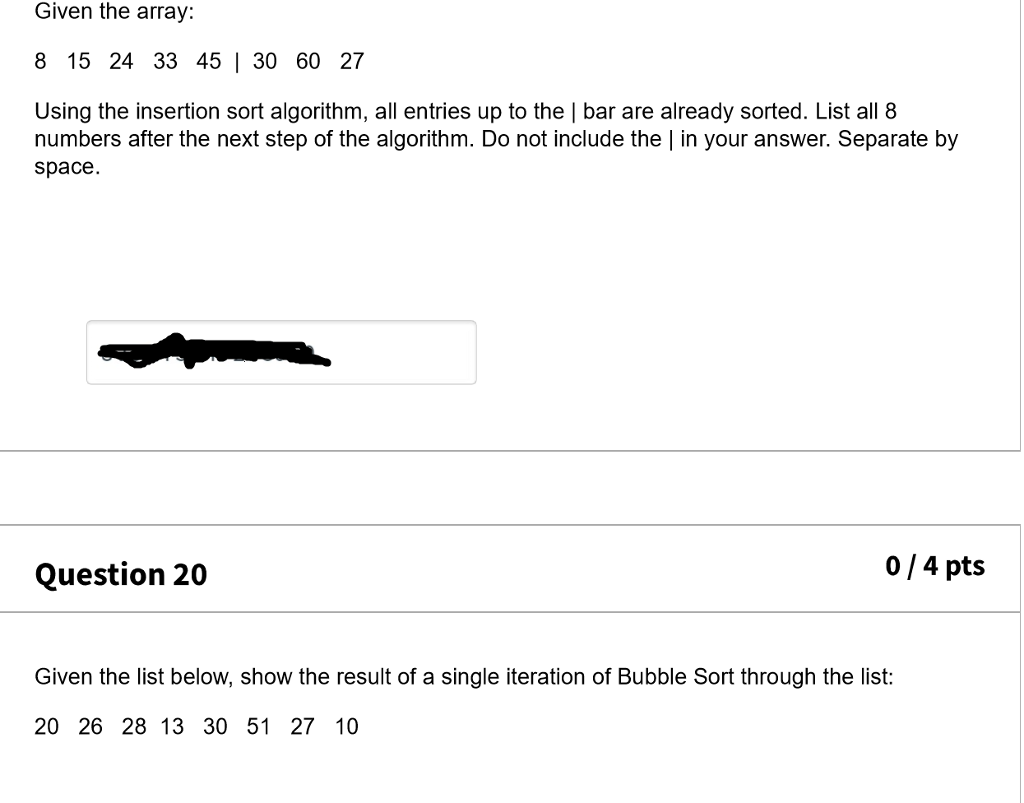 Solved Given the array: 8 15 24 33 45 | 30 60 27 Using the | Chegg.com