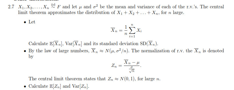 Solved 2.7 X1,X2, . .. , Xn iid F and let ? and ?2 be the | Chegg.com