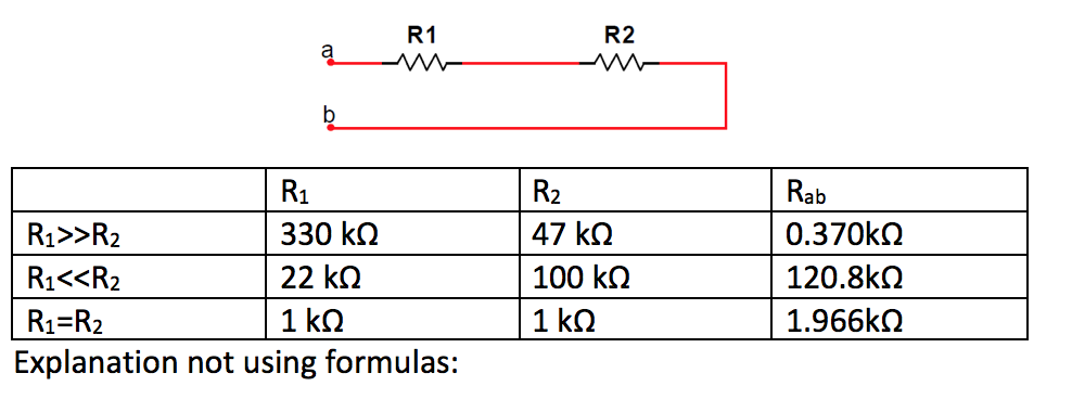 Solved R1 R2 Rab Rı 330 kΩ 22 kΩ R2 47 kΩ 100 kΩ R1=R2 | Chegg.com